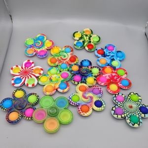 Toys | 12 Pack Fidget Spinner Pop It 2in1 Bubble Popper Sensory Toys ...